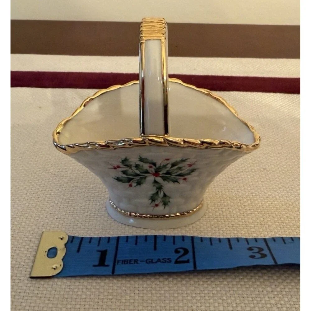 Lenox | Holiday | Vintage Lenox Miniature Holiday Basket With Holly And ...